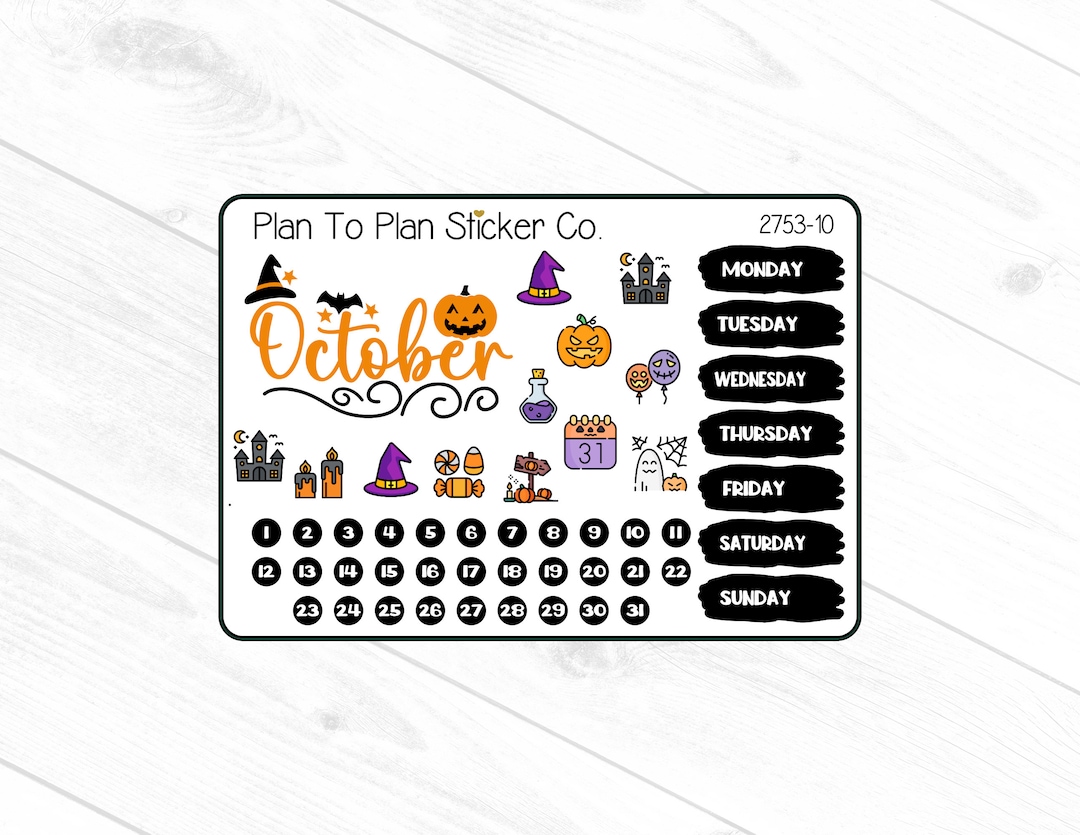 2753-10~~october Journal Planner Stickers. - Etsy