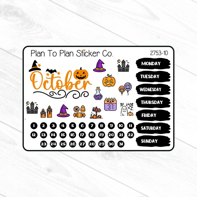 October Stickers - Etsy