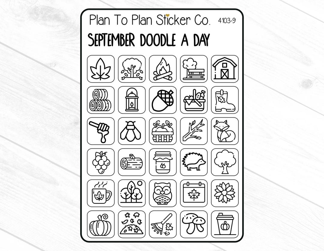 4103-9~~september Doodle a Day Planner Stickers. - Etsy