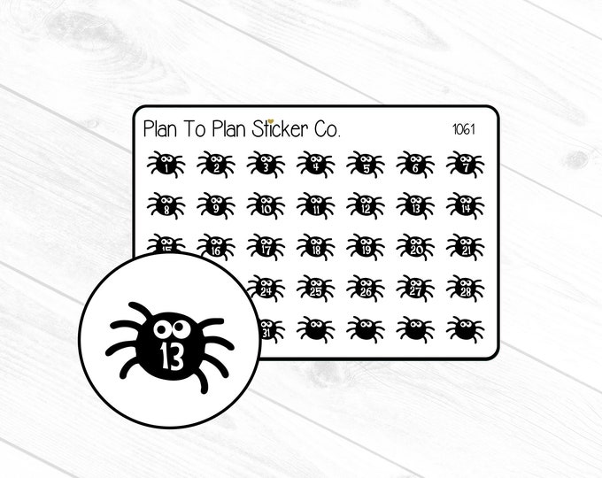 Spiderweb Number Stickers Spider Date Planner Stickers October Stickers ...