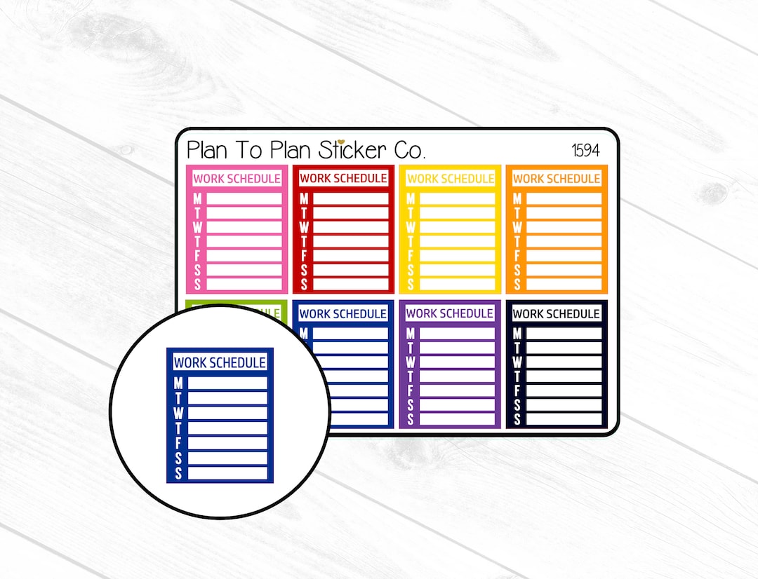 1594~~full Box Work Schedule Tracker Planner Stickers. - Etsy