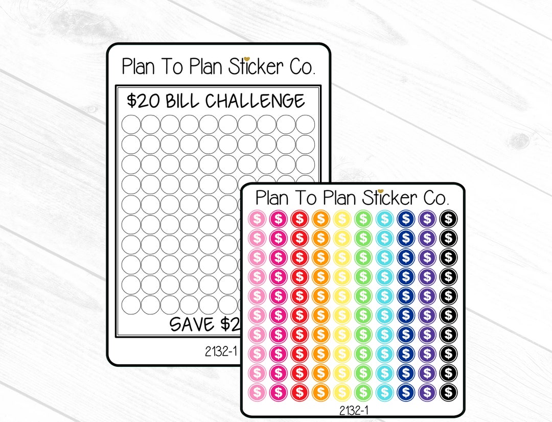 2132-120 Dollar Bill Savings Challenge Planner Stickers. - Etsy