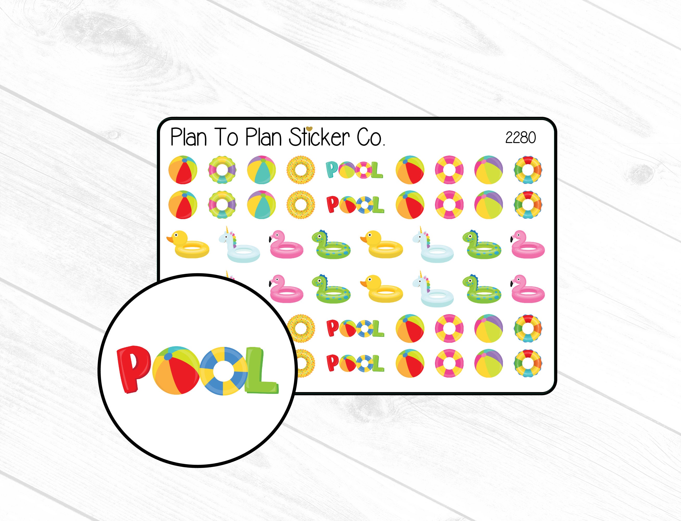 2280~~pool Toys Planner Stickers. - Etsy