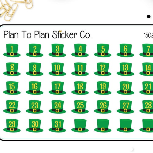 Leprechaun Hats Date Covers Planner Stickers St - Etsy