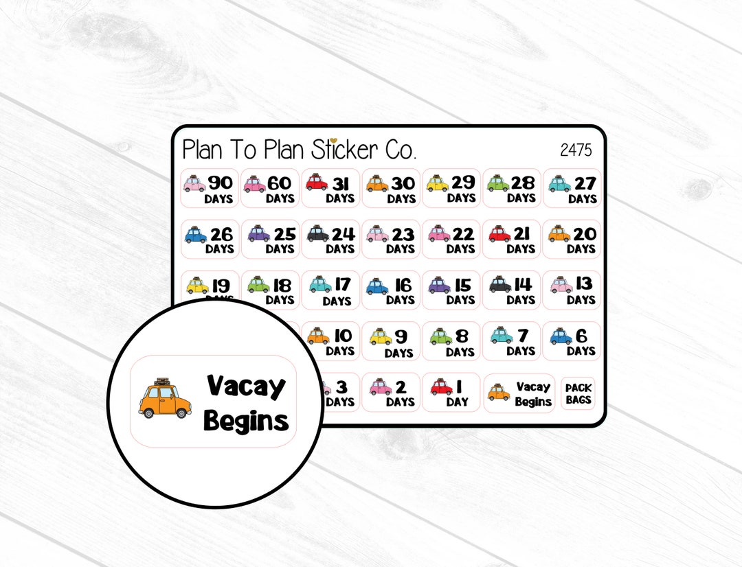 2475~~road Trip Vacation Countdown Planner Stickers. - Etsy
