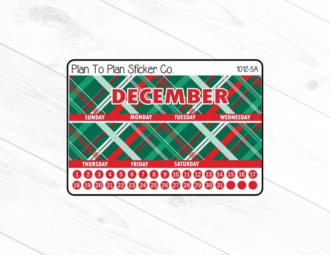 1012-5c~~december 8.5X11 Monthly View Planner Stickers. - Etsy