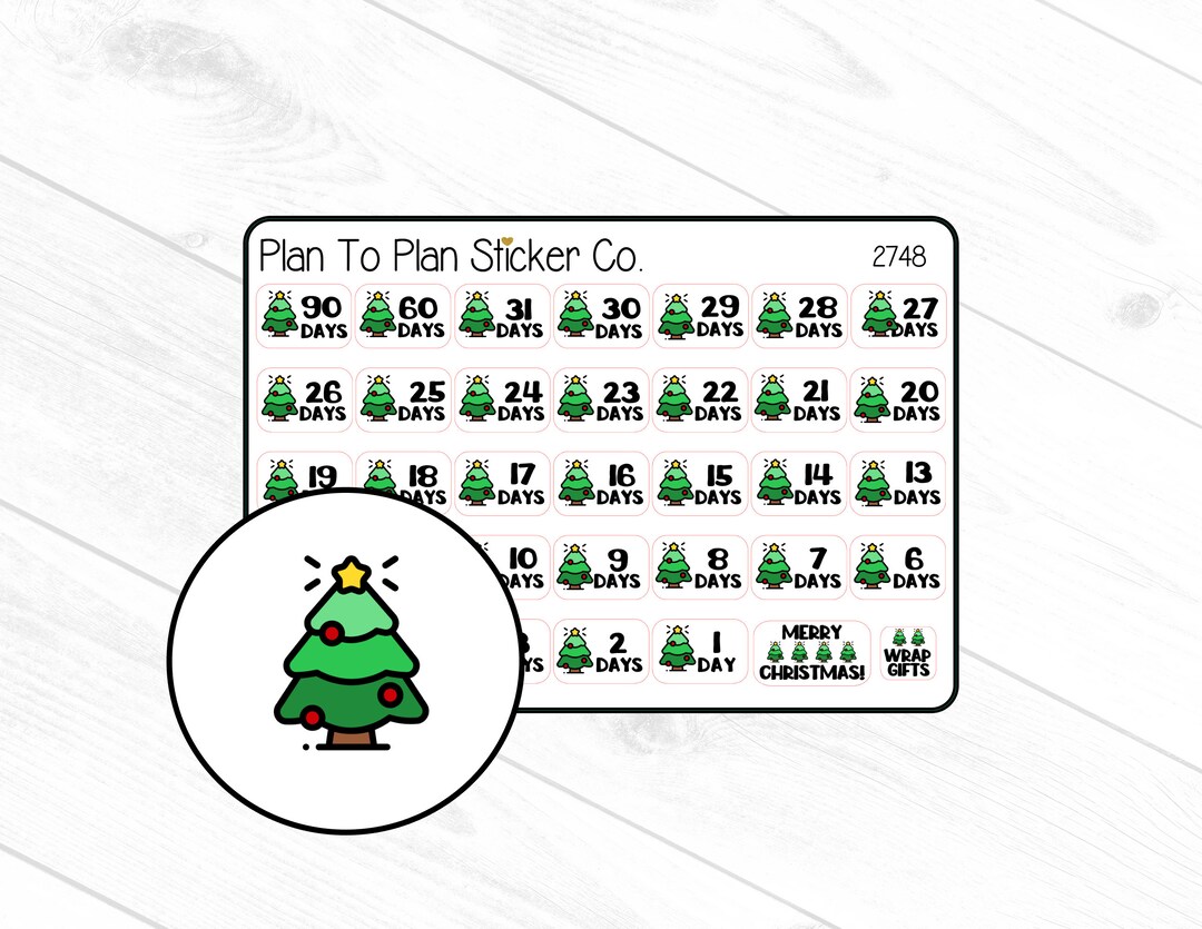 2748~~christmas Countdown Planner Stickers. - Etsy