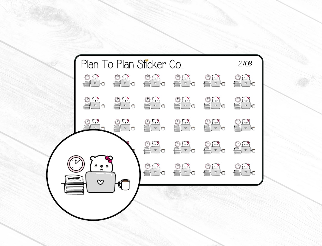2709~~working Bear Planner Stickers. - Etsy