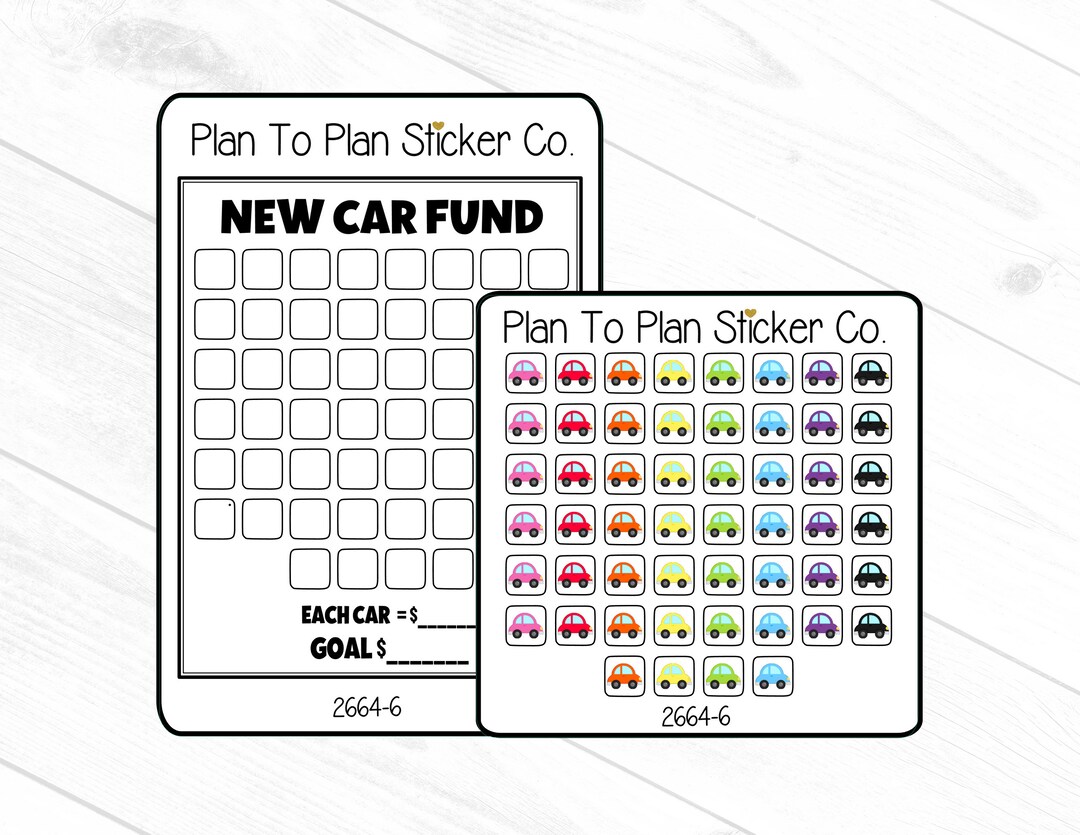 2664-6~~new Car Fund Savings Plan Planner Stickers. - Etsy