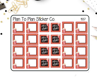 Movie Night Printable Planner Stickers Watercolor Movie Night - Etsy