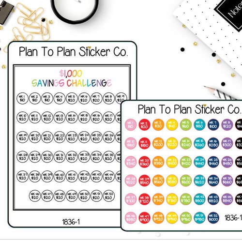 129152 Week Savings Tracker Planner Stickers. - Etsy
