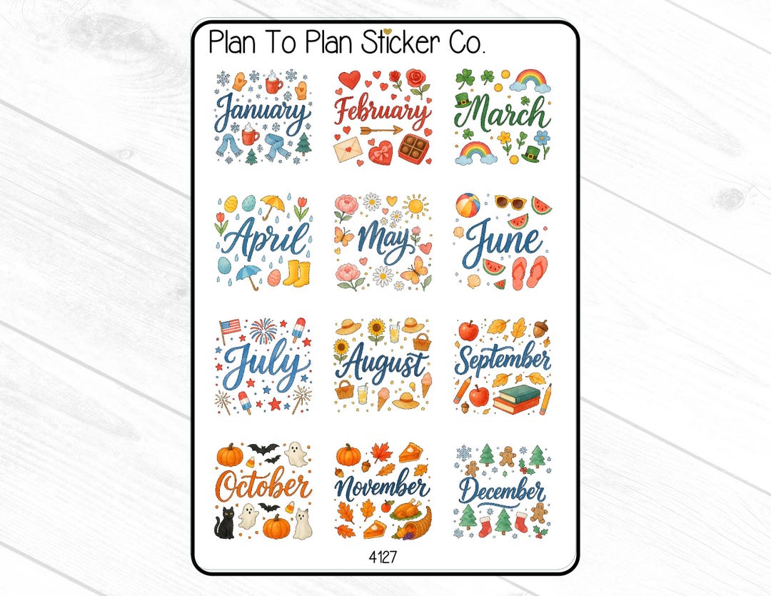 4127~~months of the Year Planner Stickers. - Etsy
