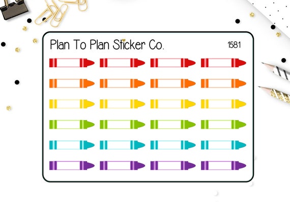 1581School Crayons Planner Stickers. | Etsy
