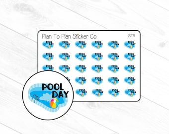 Pool Day Planner Stickers for Erin Condren Life Planner Plum - Etsy