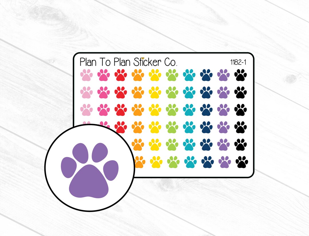 1182-1~~dog Paw Print Planner Stickers. - Etsy