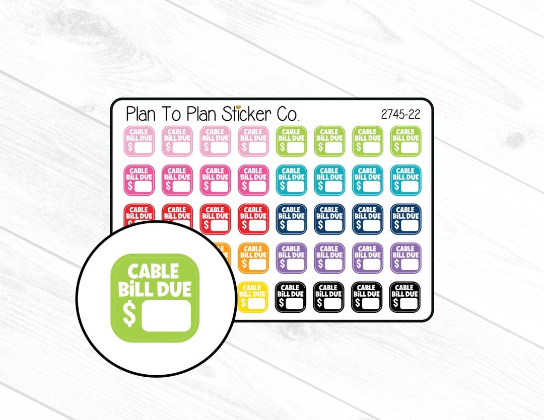 2745-22~~cable Bill Due Planner Stickers. - Etsy