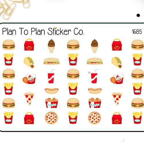 1233fast Food Planner Stickers. - Etsy