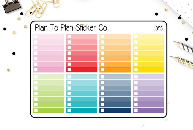 1355ombre Full Box Checklist Planner Stickers. | Etsy