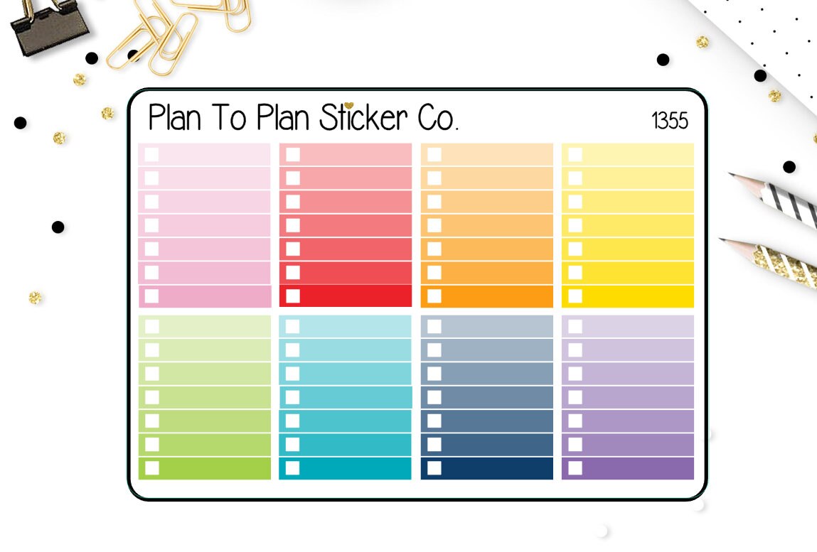1355ombre Full Box Checklist Planner Stickers. - Etsy