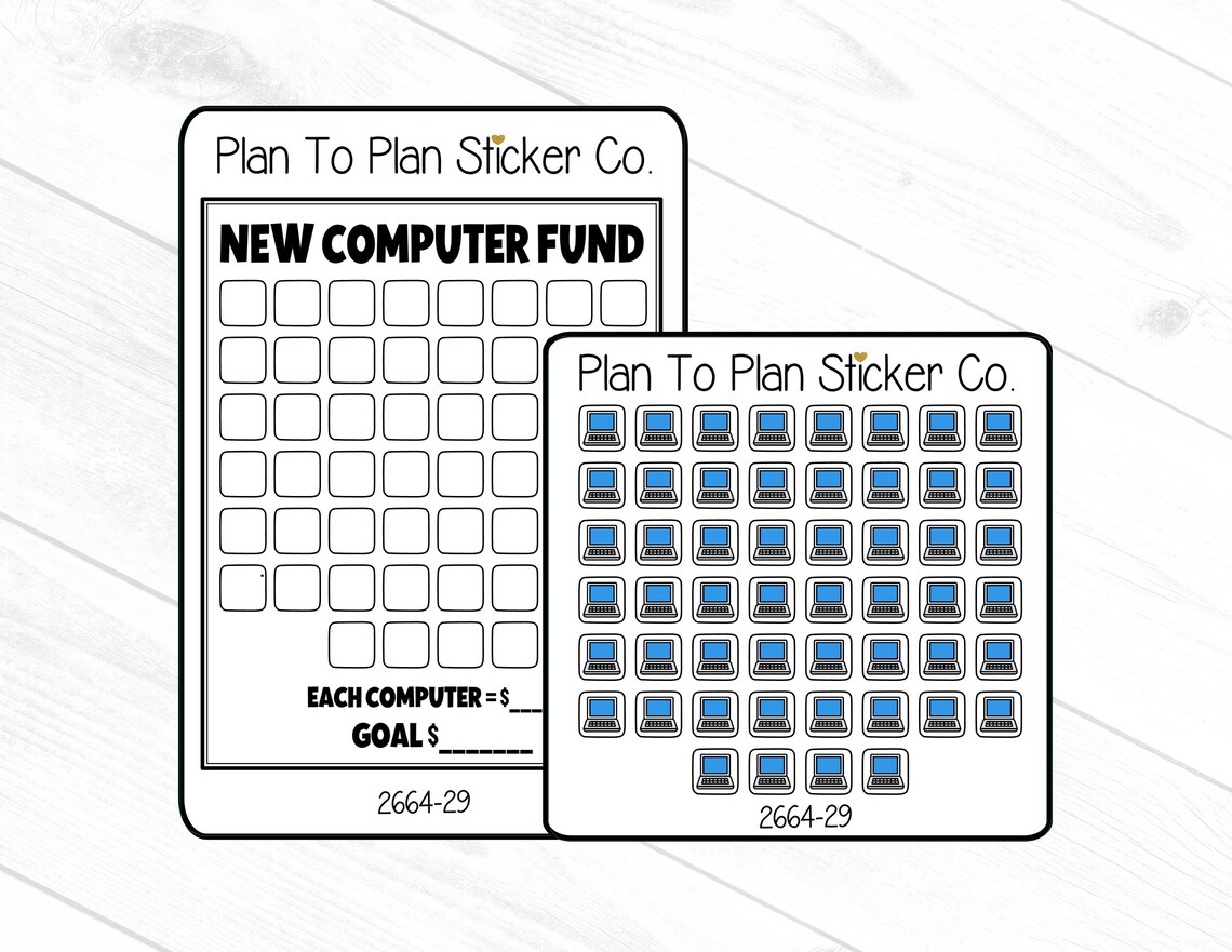 2664-29~~new Computer Savings Challenge Planner Stickers. - Etsy