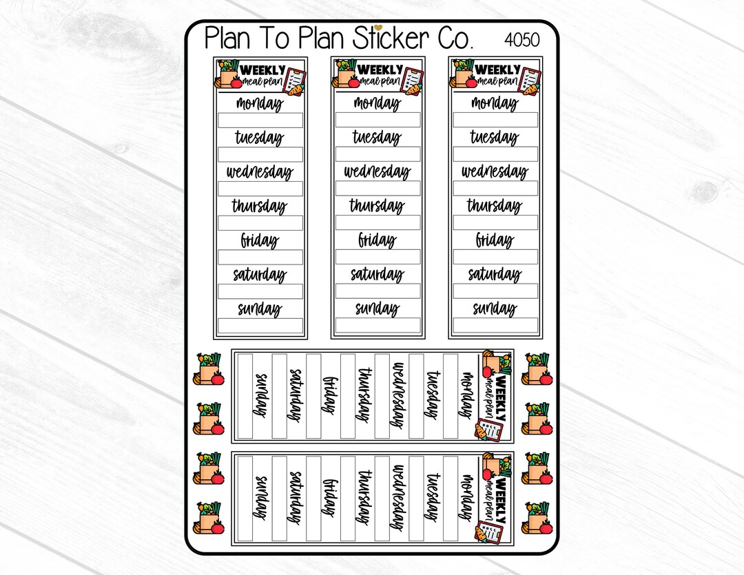 4050~~weekly Meal Plan Sidebar Planner Stickers. - Etsy
