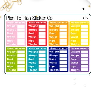 1077body Measurement Weight Trackers Planner Stickers. - Etsy