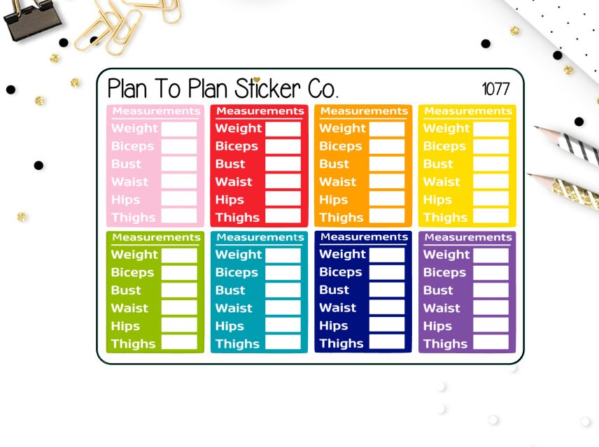 1077body Measurement Weight Trackers Planner Stickers. - Etsy