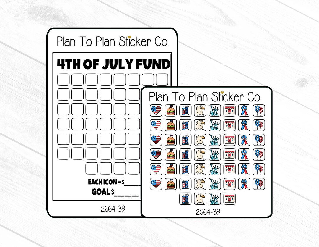 2664-39~~4th of July Fund Savings Plan Planner Stickers. - Etsy