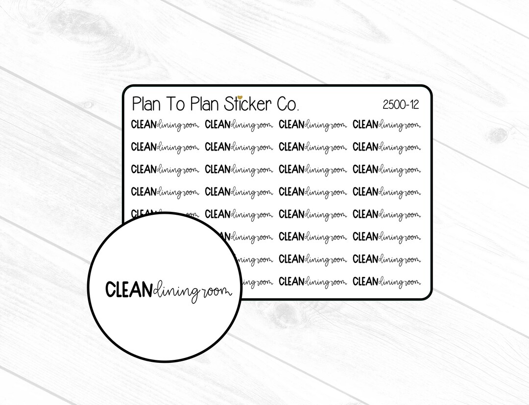 2500-12~~clean Dining Room Script Planner Stickers. - Etsy