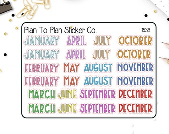 1538months of the Year Script Planner Stickers. | Etsy