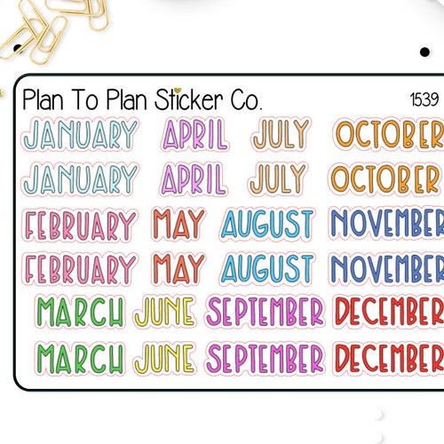 S100 MONTHLY PLANNER STICKERS Months of the Year Planner - Etsy