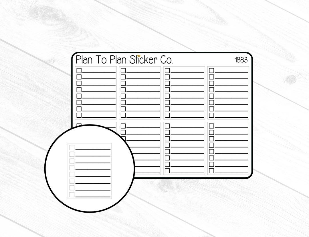 1883lined Full Box Checklist Planner Stickers. - Etsy