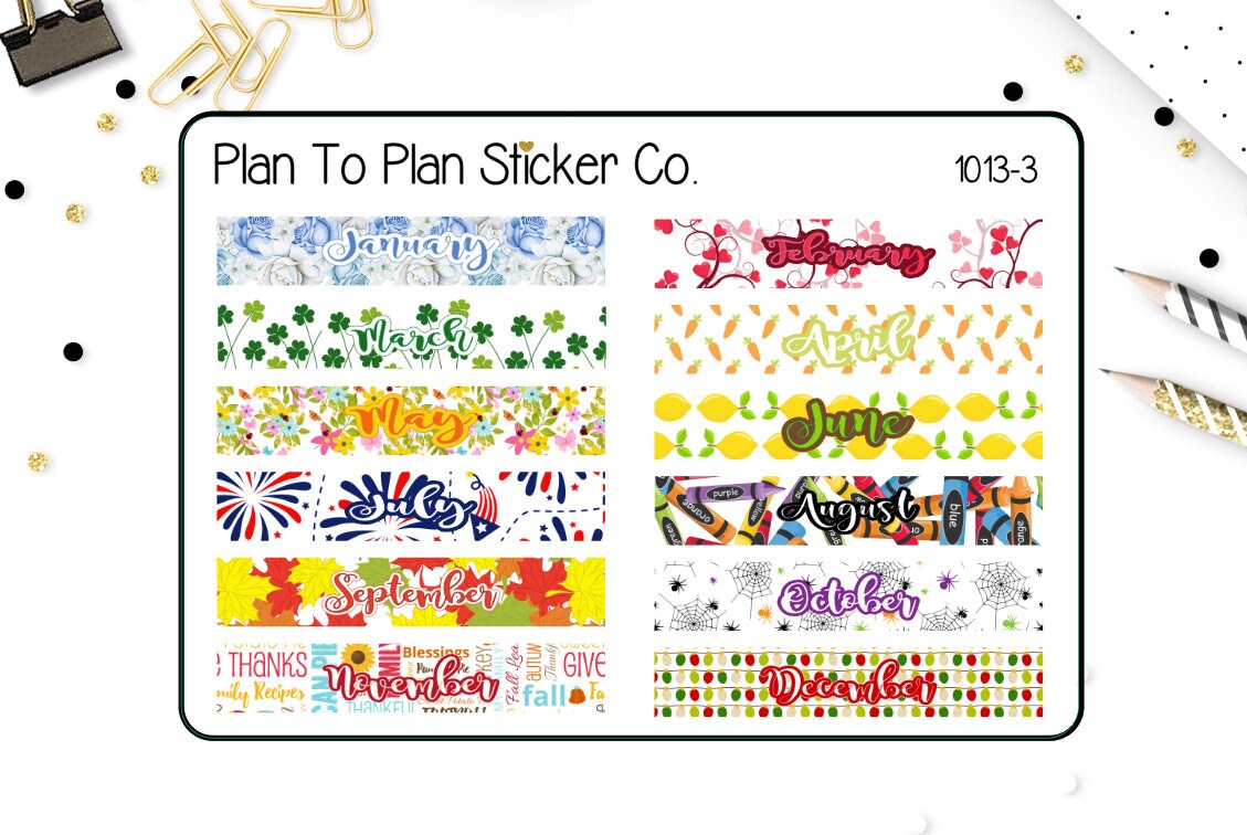 1013-3 Yearly View Headers Planner Stickers. - Etsy