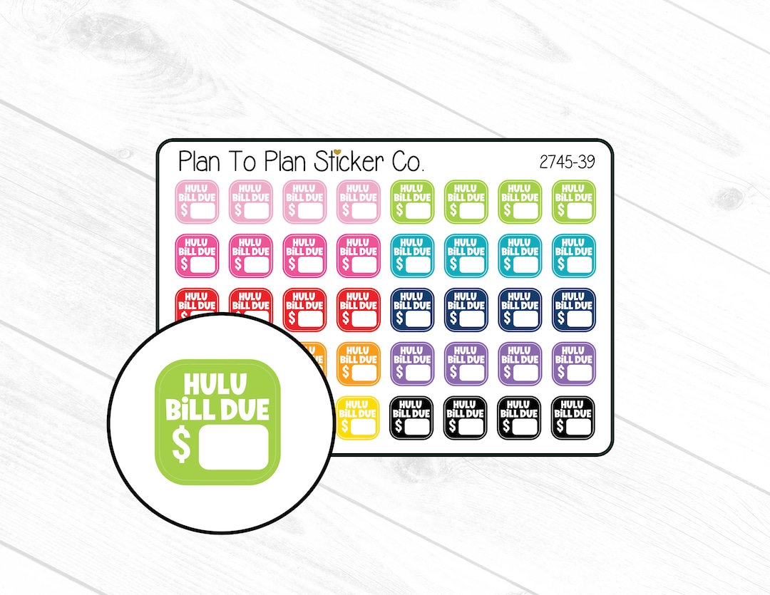 2745-39~~hulu Bill Due Planner Stickers. - Etsy