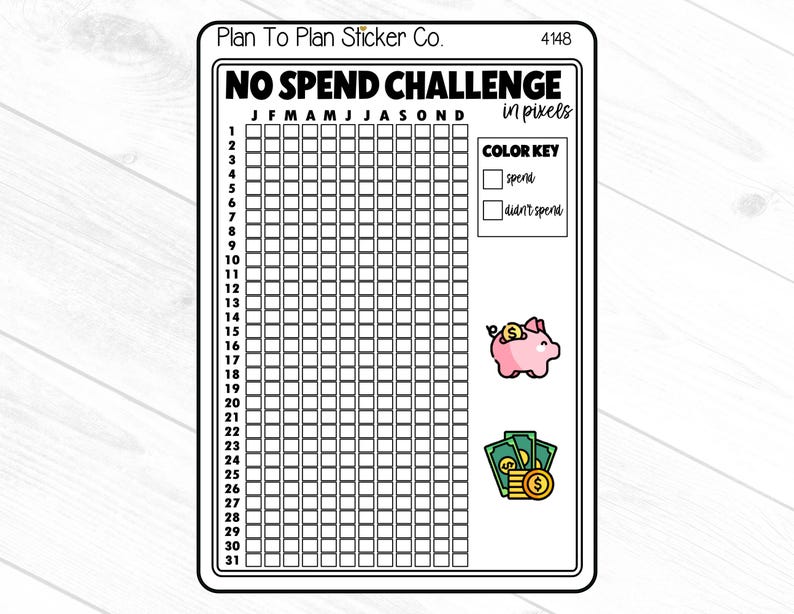 4148~~no Spend Challenge Planner Stickers. - Etsy