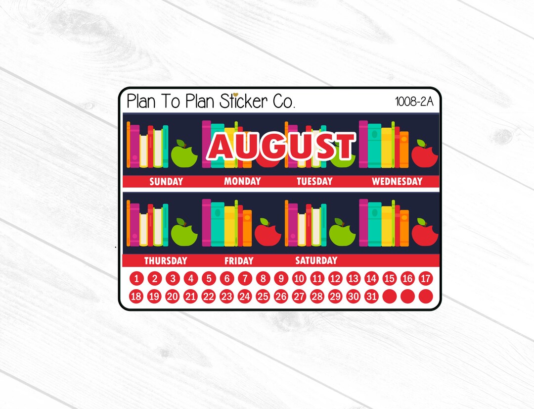 1008-2c~~august 8.5X11 Monthly View Planner Stickers. - Etsy