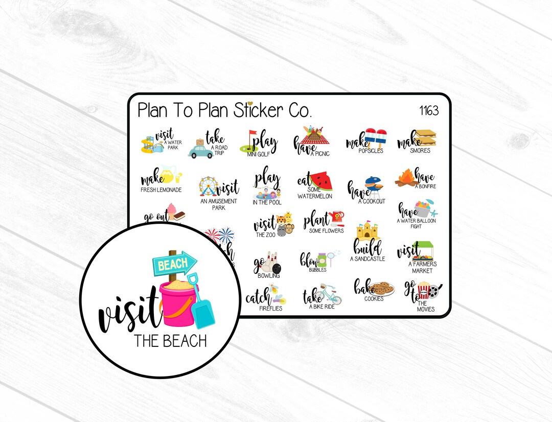 1163summer Bucket List Planner Stickers. - Etsy