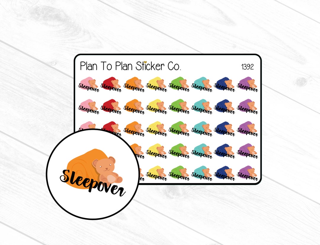 1392~~sleepover Planner Stickers. - Etsy