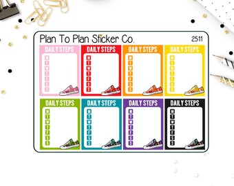 Daily Steps Tracker VERTICAL Planner Stickers Weekly Sidebar - Etsy