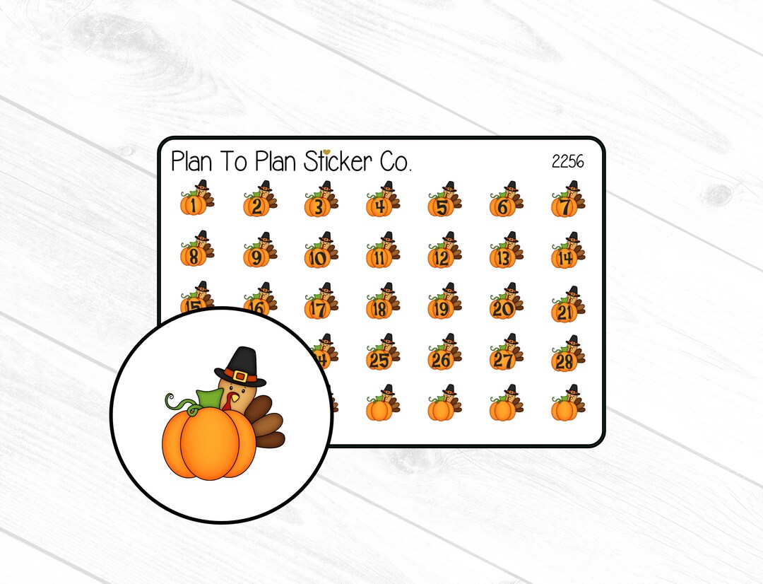 2256~~turkey Thanksgiving Date Covers Planner Stickers. - Etsy