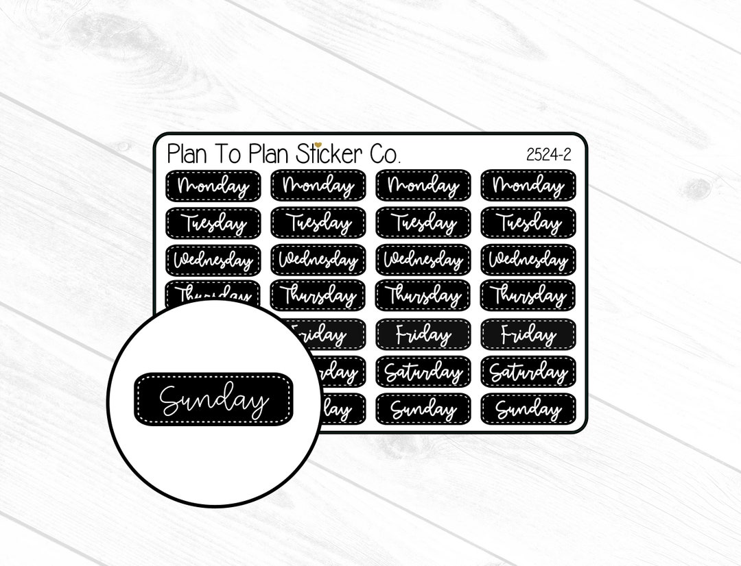 2524-2~~days of the Week Planner Stickers. - Etsy