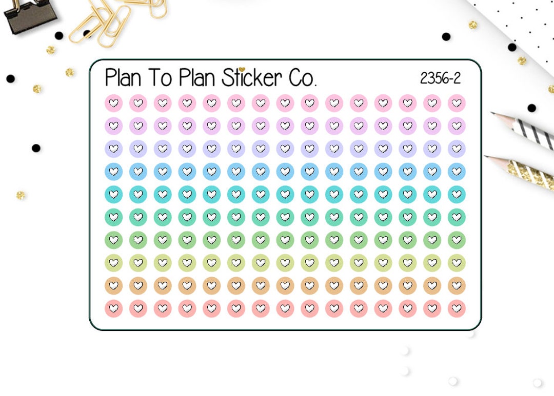 2356-2mini Heart Check Dot pastel Planner Stickers. - Etsy