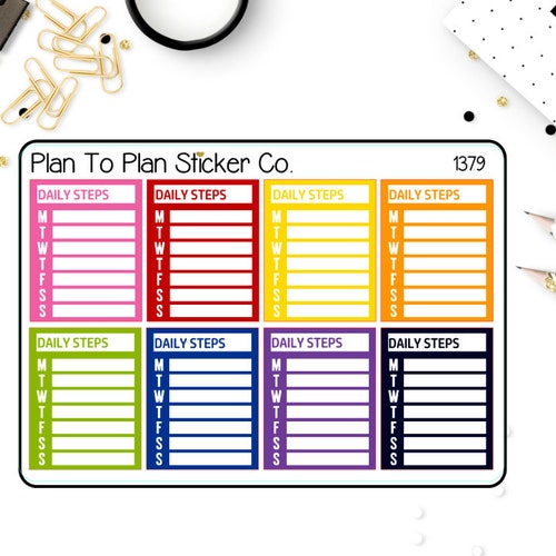 1379daily Steps Tracker Planner Stickers. - Etsy