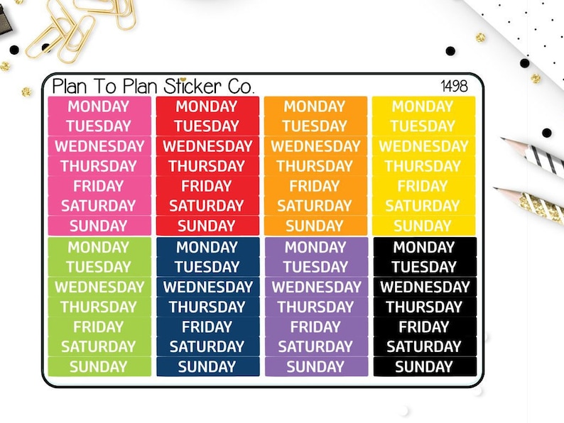 1498Days Of The Week Header/Dividers Planner Stickers | Etsy