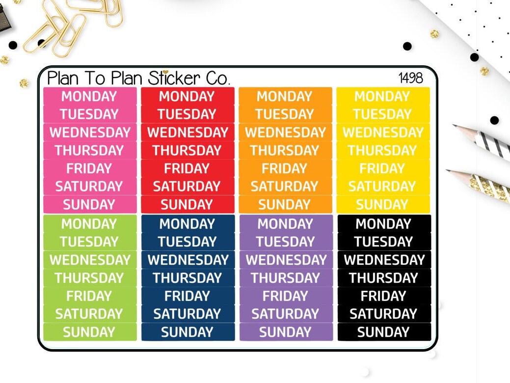 1498days of the Week Header/dividers Planner Stickers - Etsy