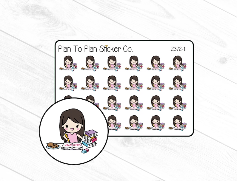 2372~~homework Girl Planner Stickers. - Etsy