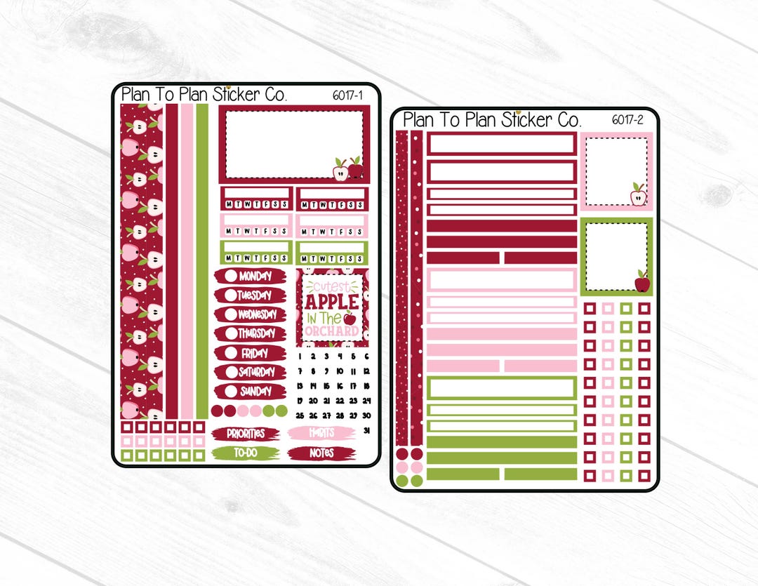 6017~~cutest Apple 7x9 Dashboard Planner Kit Planner Stickers. - Etsy