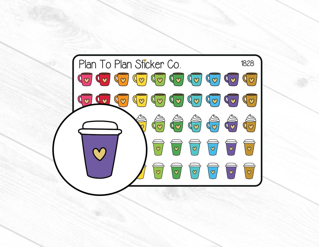 1828~~hot Drinks Planner Stickers. - Etsy