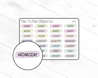 QUIRKY DAYS of the WEEK Stickers Planner Stickers Functional Stickers Reminder Planner Stickers ...