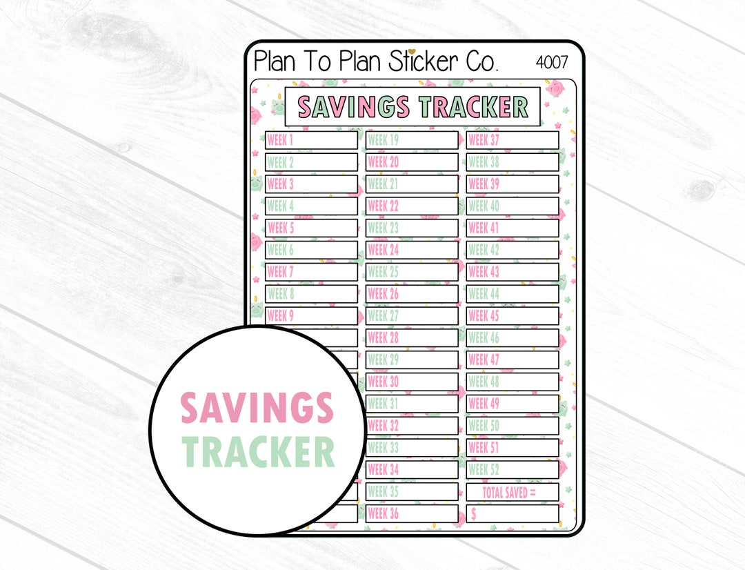 4007~~52 Week Savings Tracker Planner Stickers. - Etsy